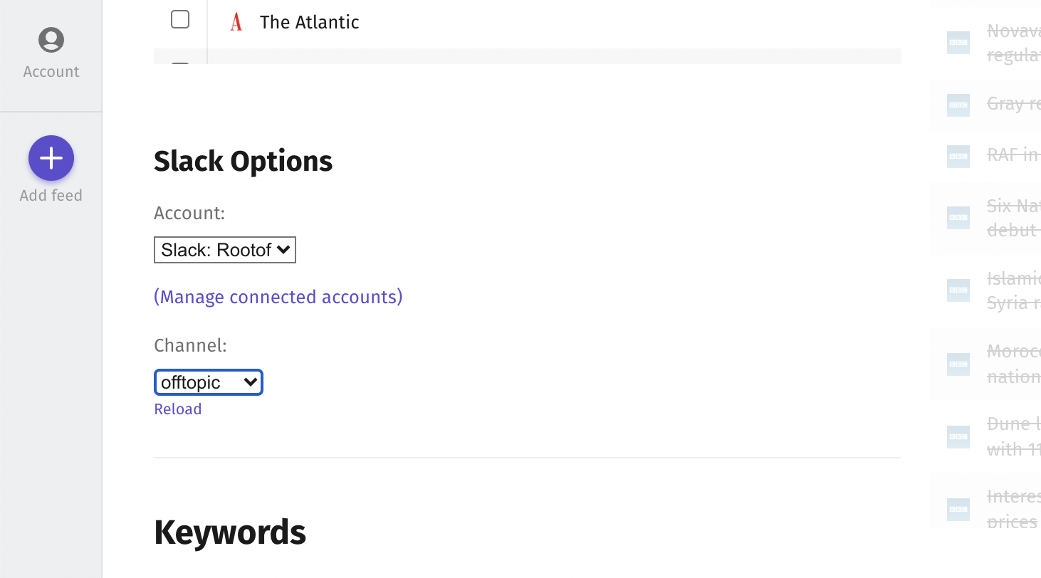 Automatically post news to Slack - Feeder Help
