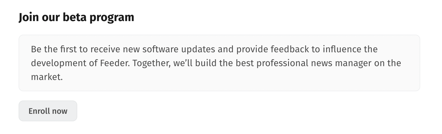 How to join the beta program - Feeder Help