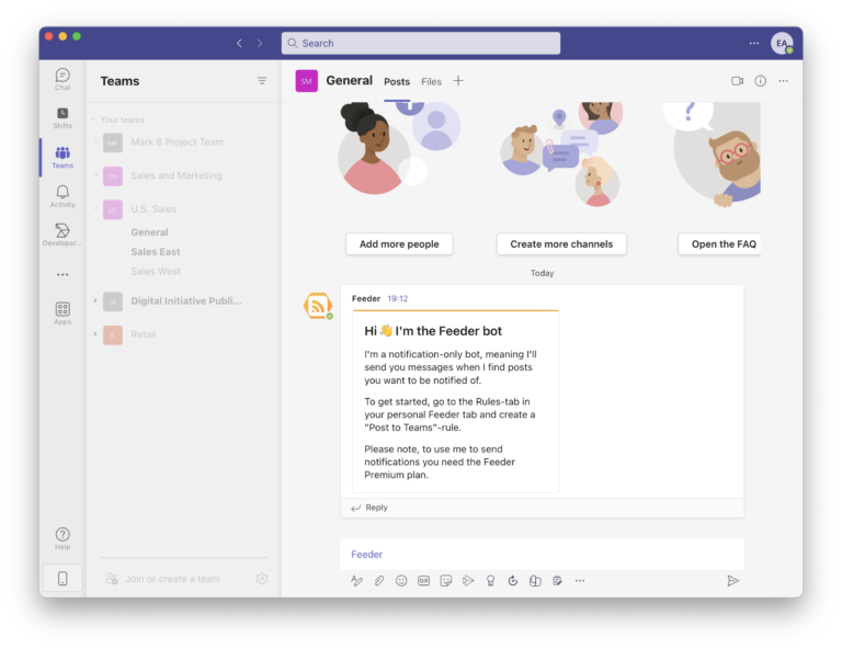 Automatically post news to Microsoft Teams - Feeder Help