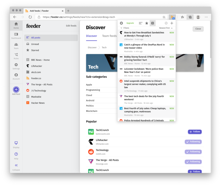 RSS feed reader for Microsoft Edge - Feeder Knowledge Base